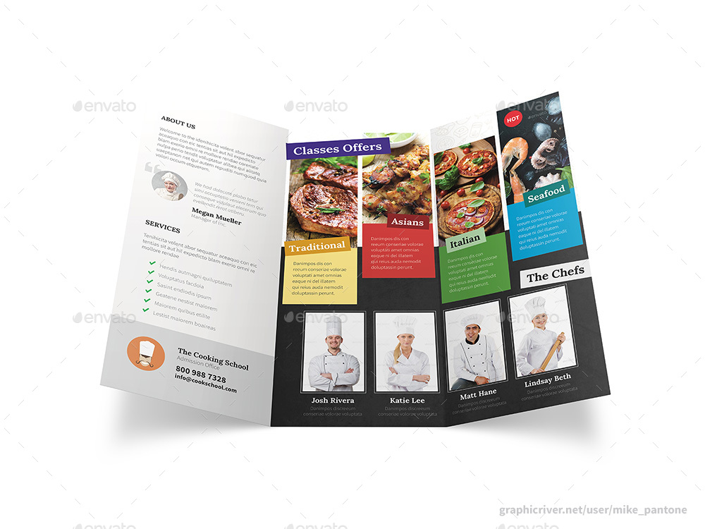 Cooking School Trifold Brochure 2, Print Templates | GraphicRiver