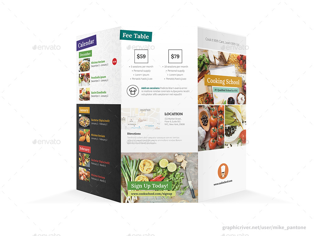Cooking School Trifold Brochure 2, Print Templates | GraphicRiver