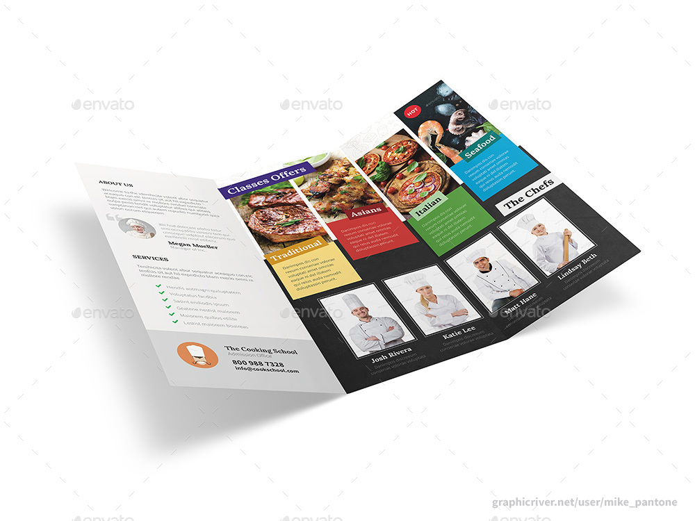 Cooking School Trifold Brochure 2, Print Templates | GraphicRiver
