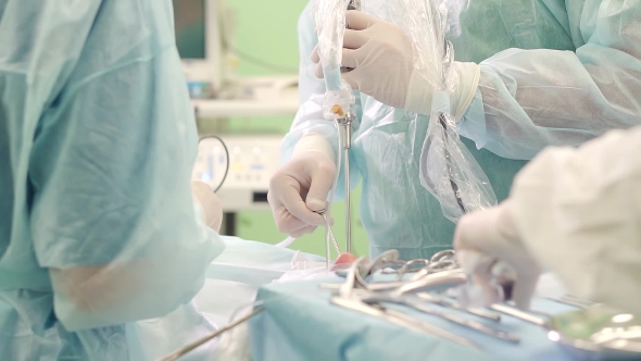 Doctor Performs Endoscopic Surgery Removing a Brain Tumor., Stock Footage