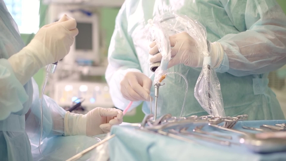 Doctor Performs Endoscopic Surgery Removing a Brain Tumor., Stock Footage