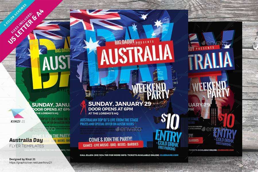 Australia Day Flyer Templates by kinzi21 | GraphicRiver