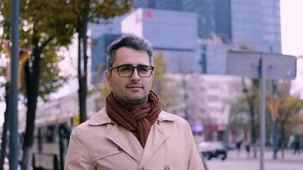 A Handsome Man of Eastern Appearance a Poet and Artist with Glasses ...