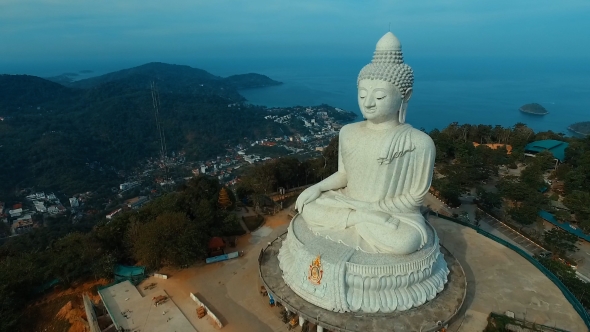 Aerial: Birds-eye View at Big Buddha., Stock Footage | VideoHive