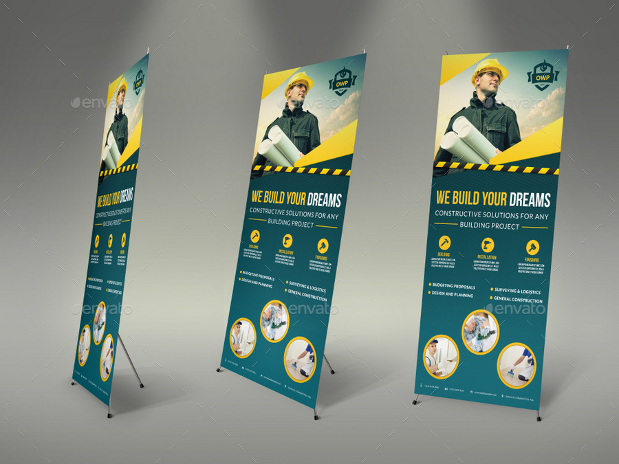 Construction Business Signage Rollup Template Vol.4, Print Templates