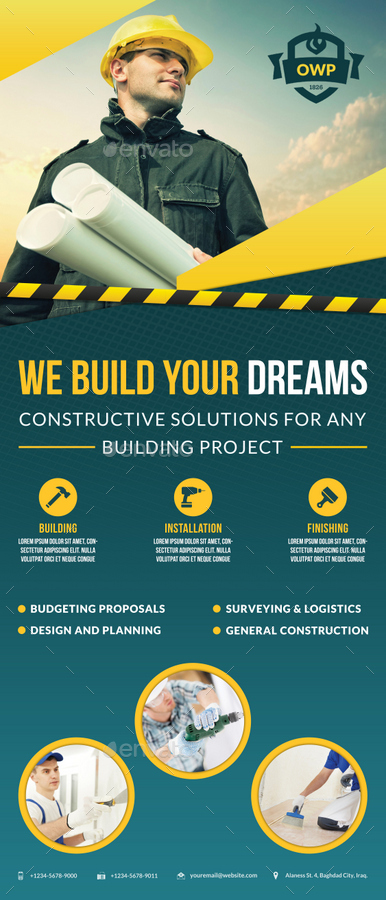 Construction Business Signage Rollup Template Vol.4, Print Templates