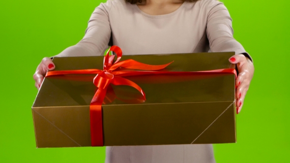 Great Gift Box Tied with Red Ribbon with a Bow, Stock Footage | VideoHive