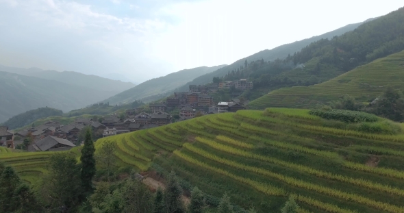 Longsheng Village and Terraced Rice Field, Stock Footage | VideoHive