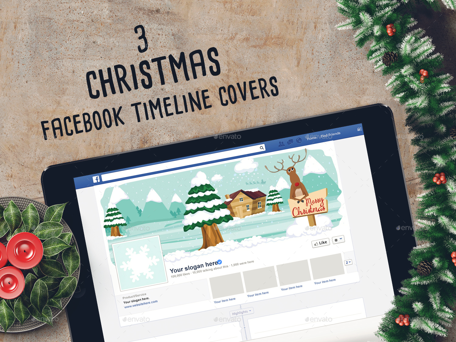 Christmas Facebook Timeline Covers, Web Elements | GraphicRiver
