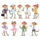 Cartoon Monkey People Characters, Vectors | GraphicRiver