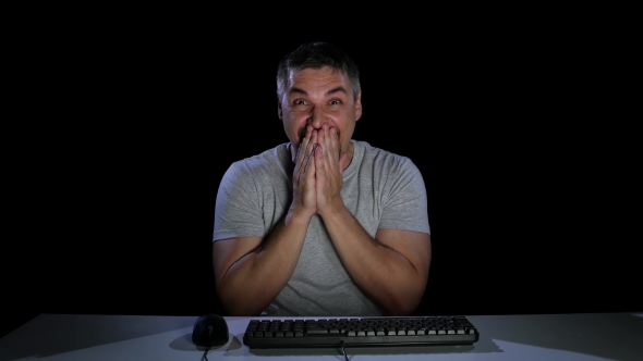 Man Happily Surprised By the News About Winning the Lottery, Stock Footage