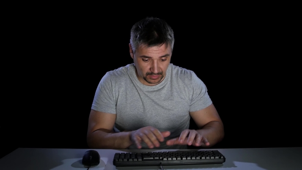 Man Worried Write and Send e Mail, Stock Footage | VideoHive