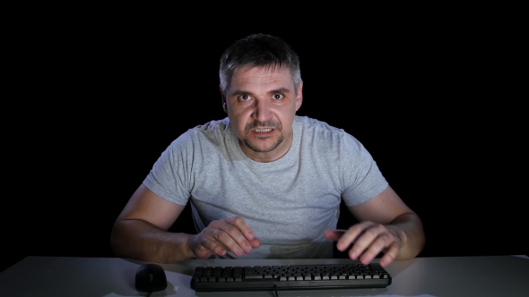 Guy Furiously Writing e Mail To His Boss, Stock Footage | VideoHive