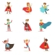 Children Pretending To Have Super Powers Dressed, Graphics | GraphicRiver