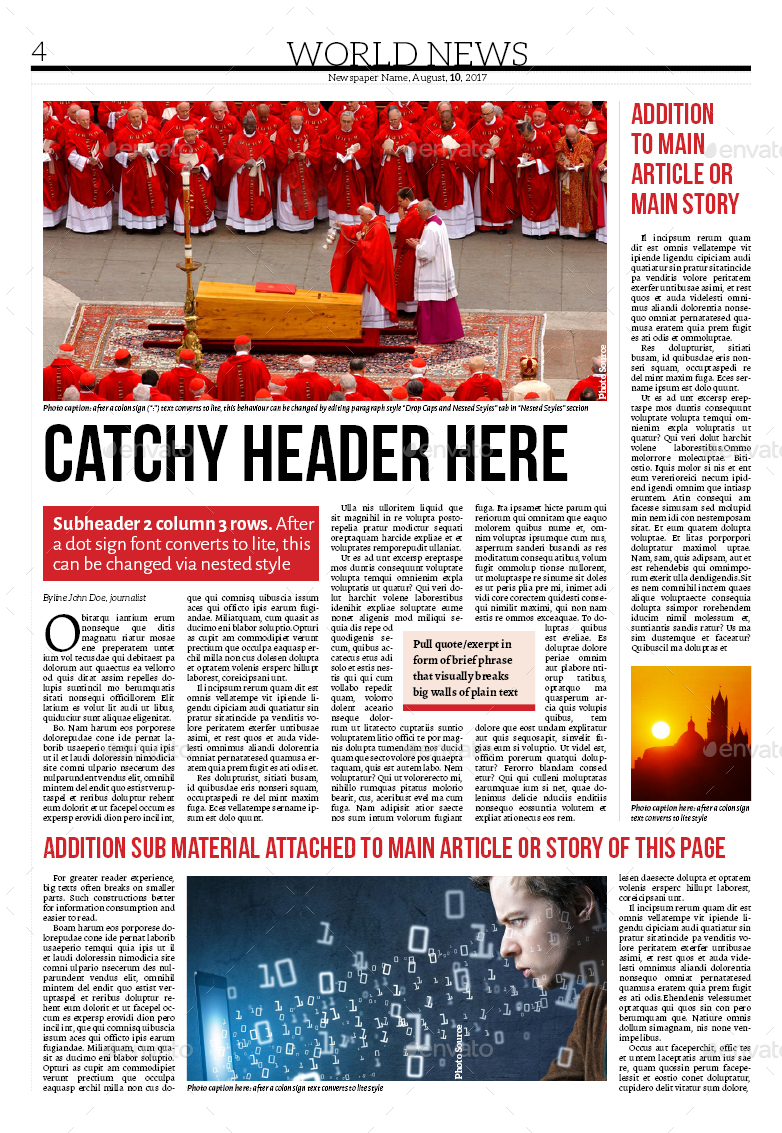 Daily Newspaper, Print Templates | GraphicRiver