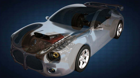 Loop Car with Visible Chassis and Engine, Motion Graphics | VideoHive