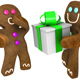 Gingerbread man giving present to friend, Graphics | GraphicRiver