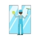 Man With Sponge And Squeegee Washing Windows, Graphics | GraphicRiver