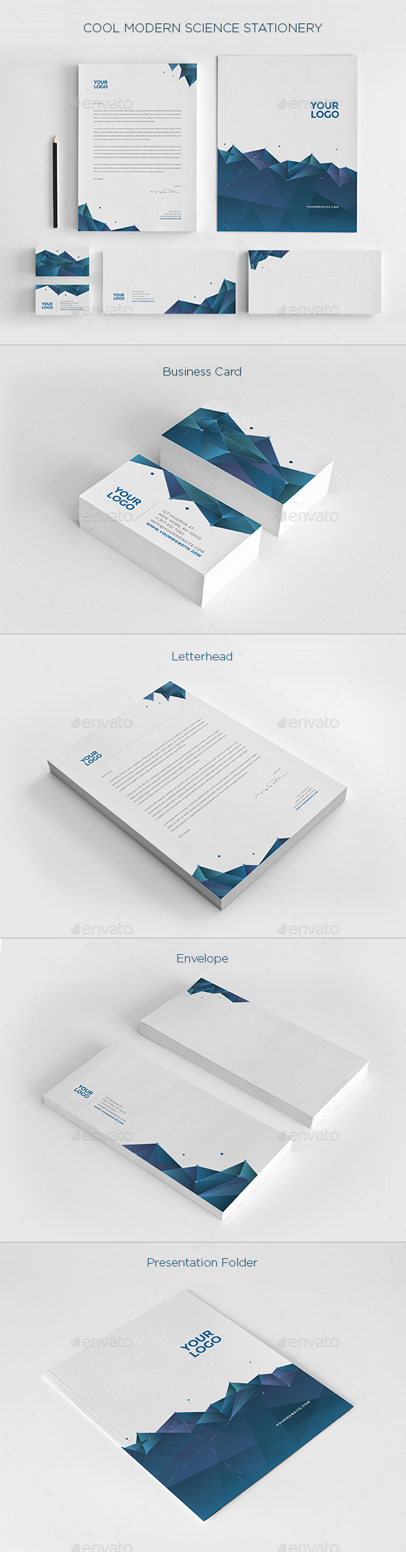 Cool Modern Science Stationary by AbraDesign | GraphicRiver