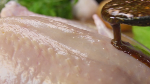 Pouring the Marinade on the Chicken, Stock Footage | VideoHive