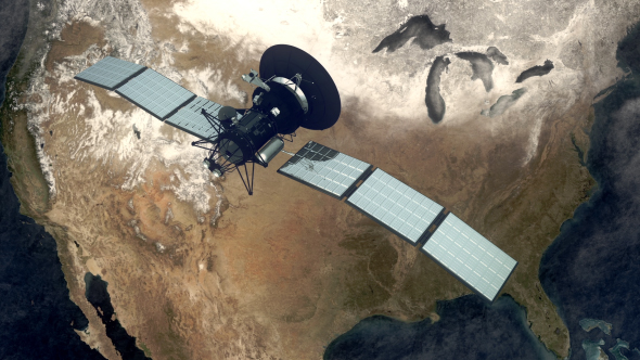 Satellite Flying Over U.S.A., Motion Graphics | VideoHive