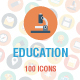 100 Education Flat Circle Icons, Icons | GraphicRiver