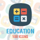 100 Education Flat Square Icons, Icons | GraphicRiver