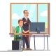 Happy Boss Watching Over Shoulder of an Employee, Vectors | GraphicRiver