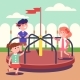 Group of Kids Playing Game on Carousel, Vectors | GraphicRiver