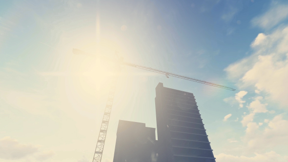 Construction Site With Tower Crane, Motion Graphics | VideoHive