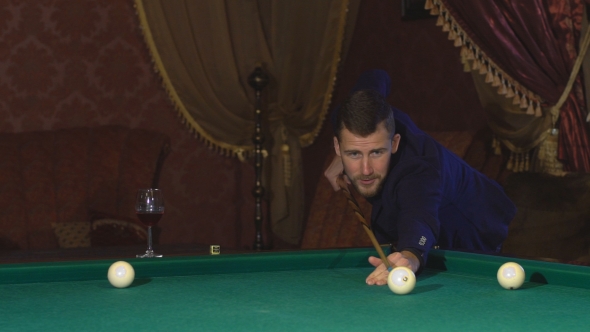 Handsome Serious Man Playing Pool, Stock Footage | VideoHive