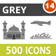 500 Vector Greyscale Icons Bundle (Vol-14), Icons | GraphicRiver