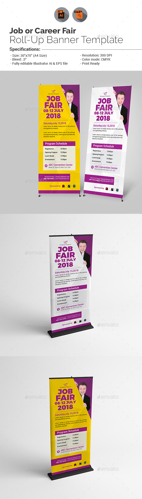 Job Fair Roll-Up Banner Template V1 by aam360 | GraphicRiver