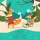 Foxes Sledding, Vectors | GraphicRiver