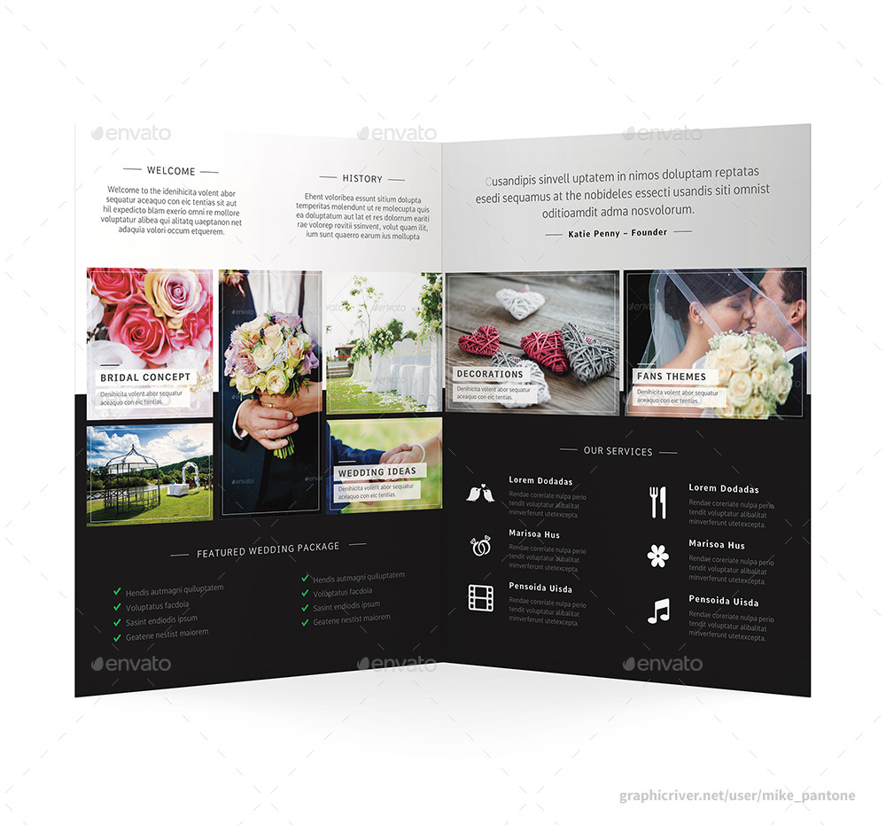 Wedding Agency Bifold / Halffold Brochure, Print Templates | GraphicRiver