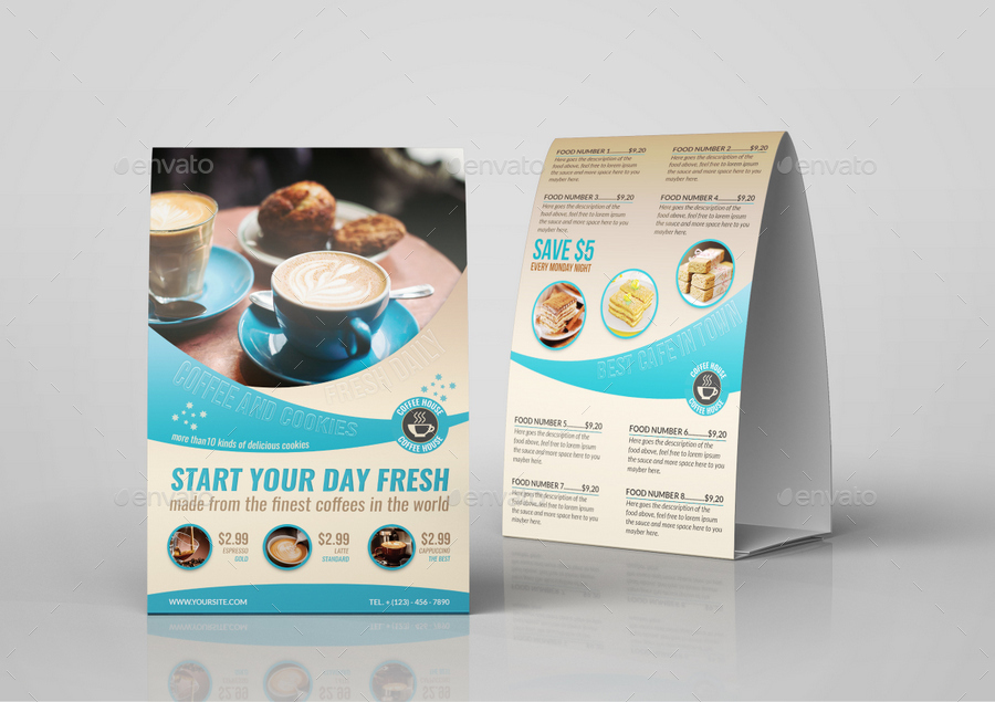 Cafe and Restaurant Table Tent Vol.7, Print Templates | GraphicRiver