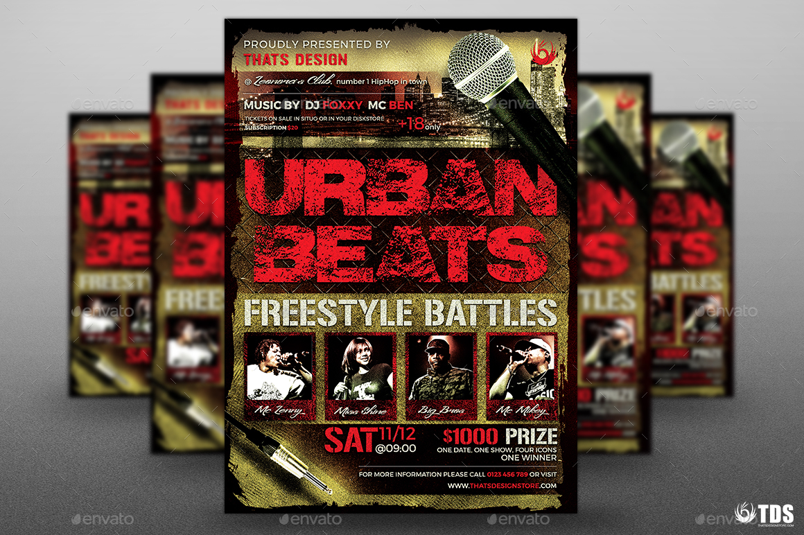Freestyle Rap Battle Flyer Template V3 by lou606 | GraphicRiver
