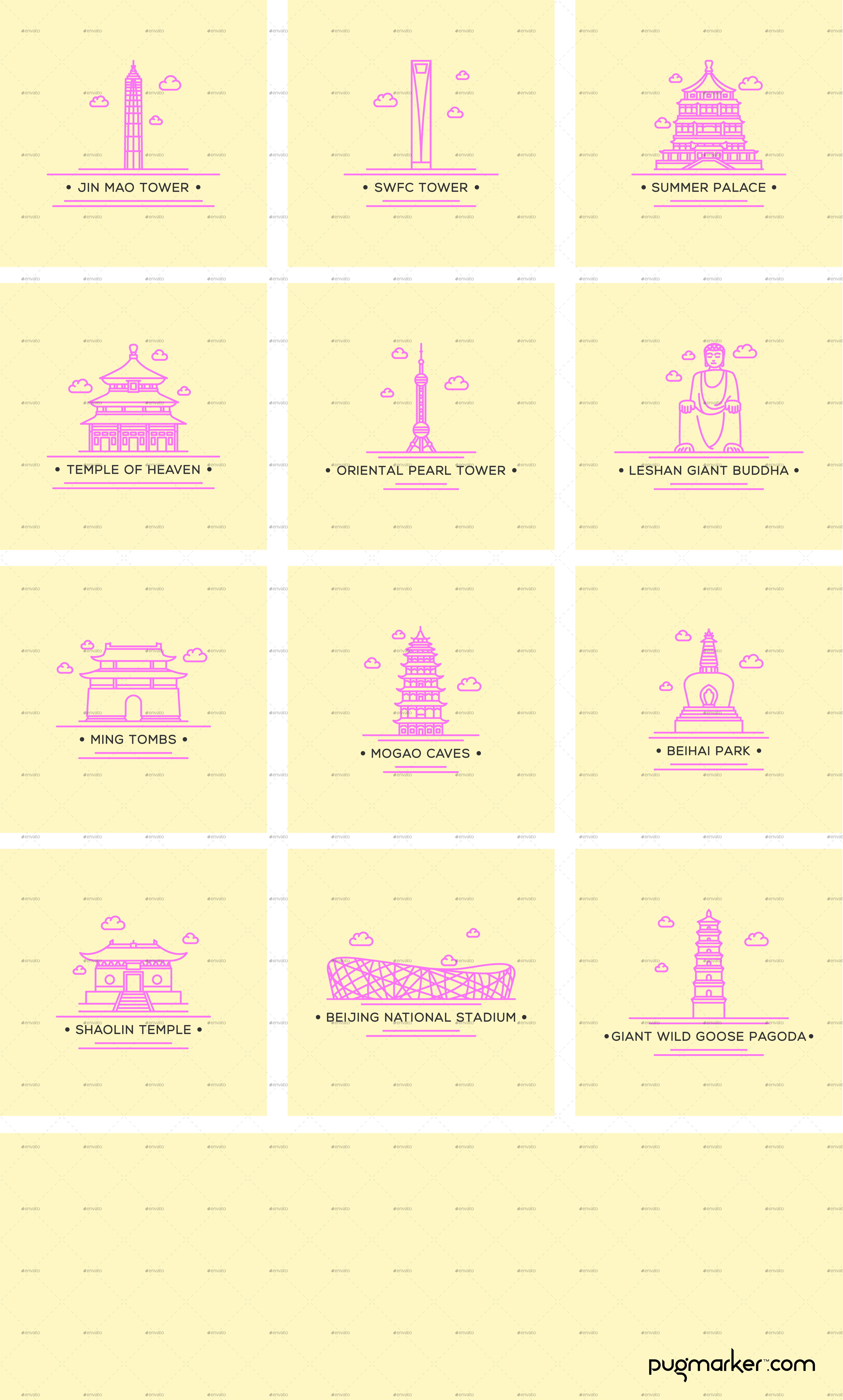 China Landmark Icons, Icons | GraphicRiver