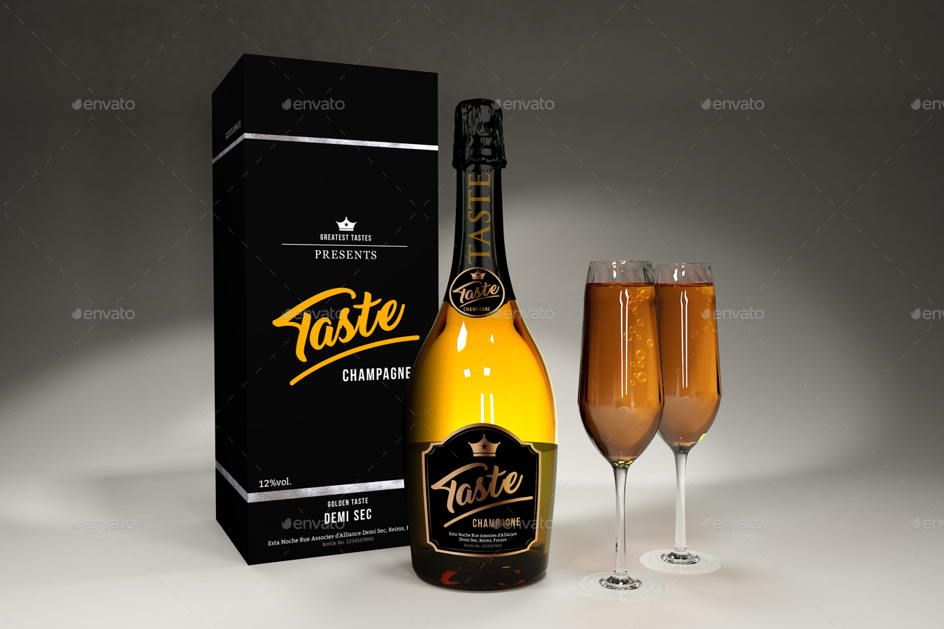 Realistic Champagne Scene Mockup, Graphics | GraphicRiver