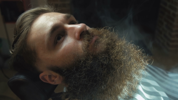 Shaving Process of Beards in Barbershop. Steam Shave, Stock Footage
