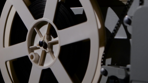 Projector That Turns the Film Reel. Side View, Stock Footage | VideoHive