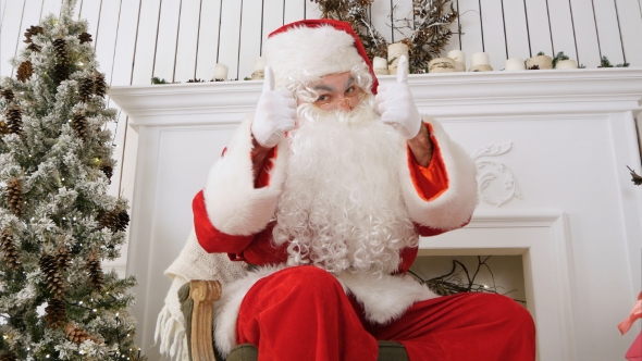 Happy Christmas Santa Claus Showing Thumbs Up, Stock Footage | VideoHive