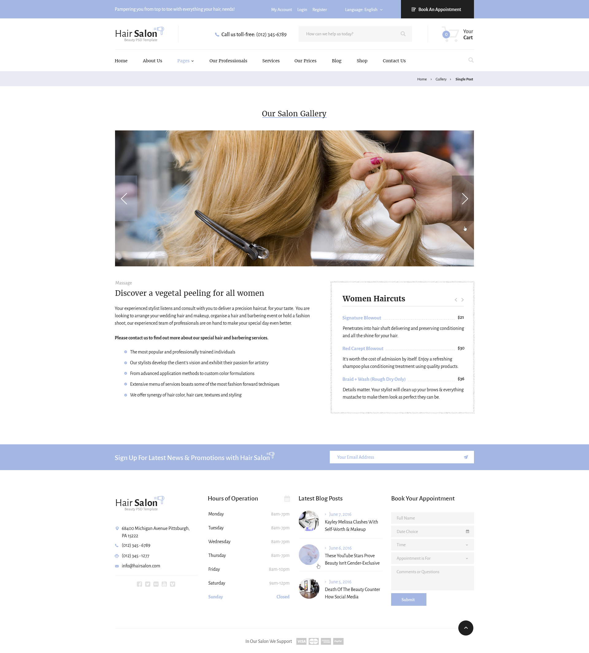 Hair Salon - Beauty PSD Template by diadea3007 | ThemeForest