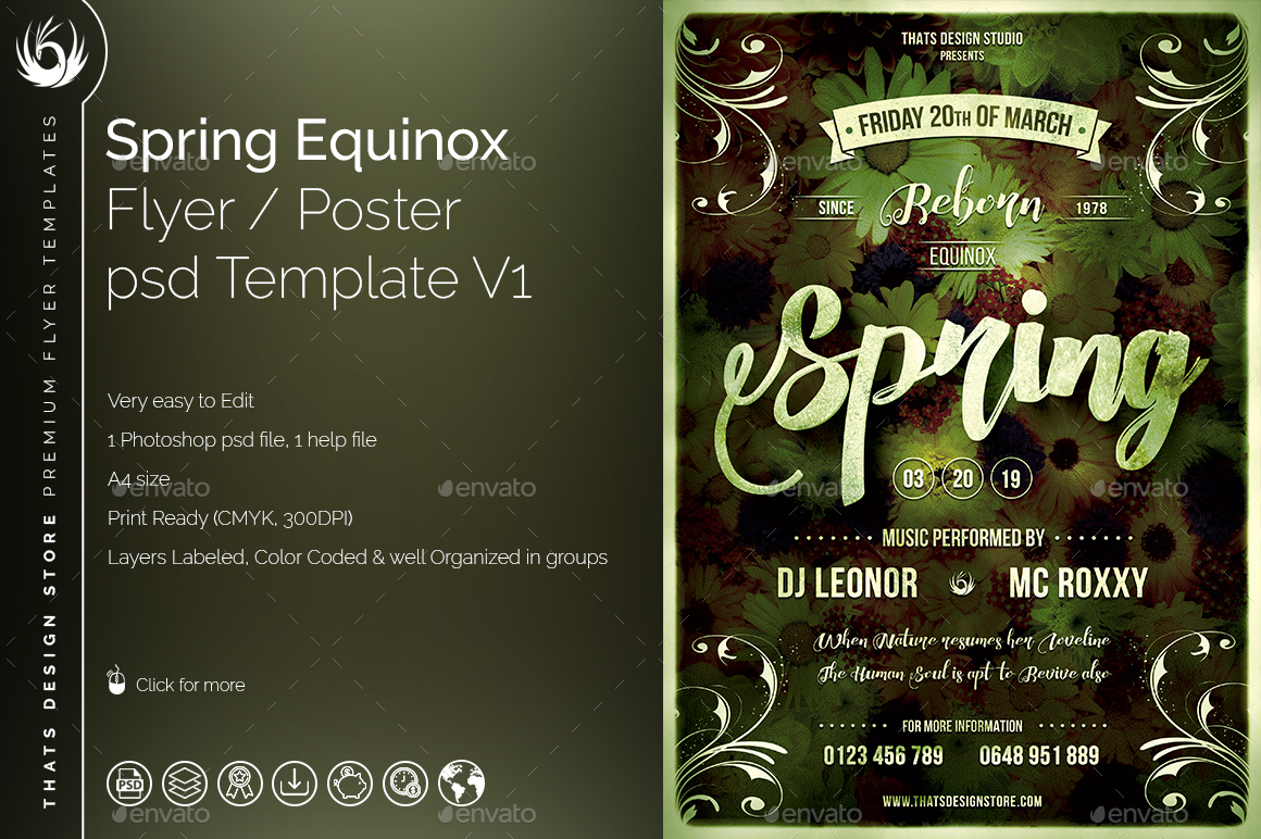 Spring Equinox Flyer Template V1 by lou606 | GraphicRiver