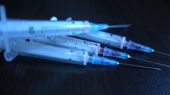 A Syringe with Blood in , Drugs, Medicine, Blood Donation, Stock Footage