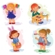 Set Clip Art Illustrations with Young Children, Vectors | GraphicRiver