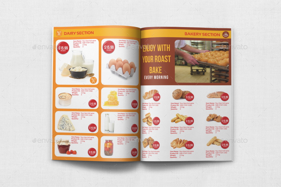 Supermarket Catalog Brochure Template Vol.4 - 12 Pages, Print Templates