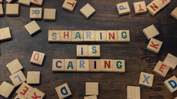 A Word SHARING IS CARING Made of Aligned Alphabet Letters Vocabulary ...