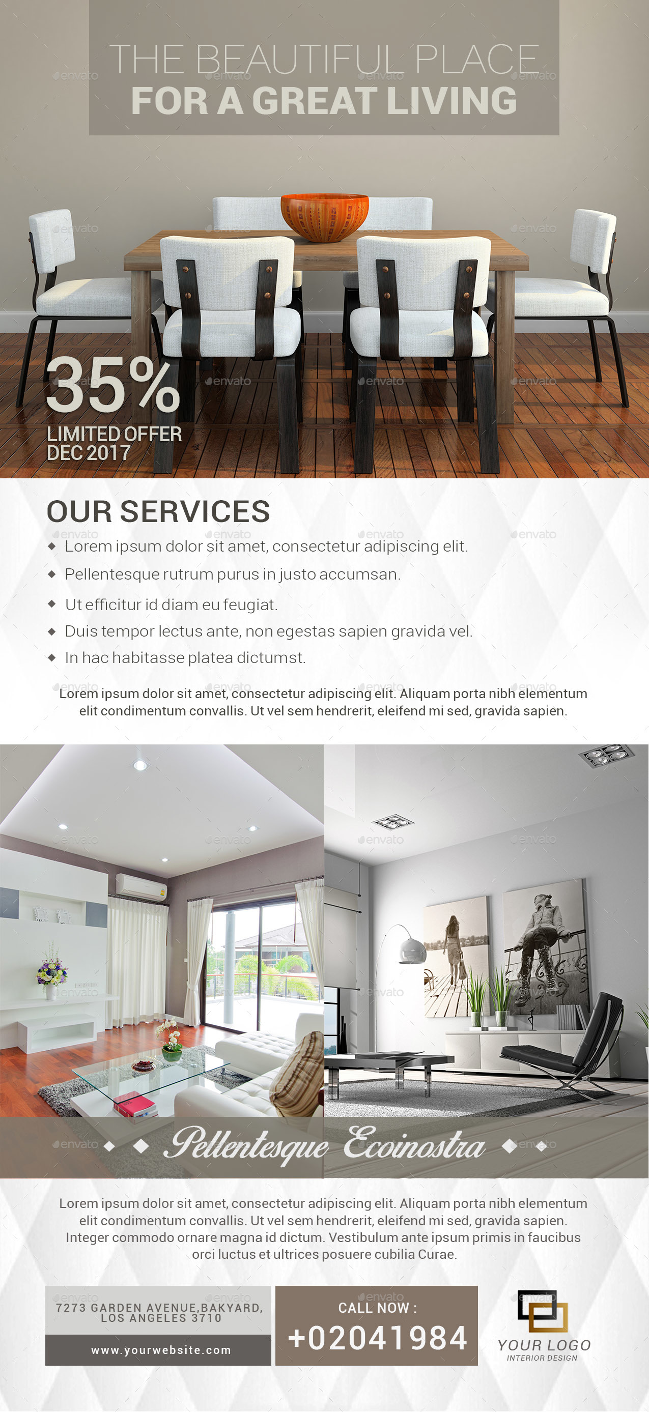 Elegant Interior Rack Card, Print Templates | GraphicRiver