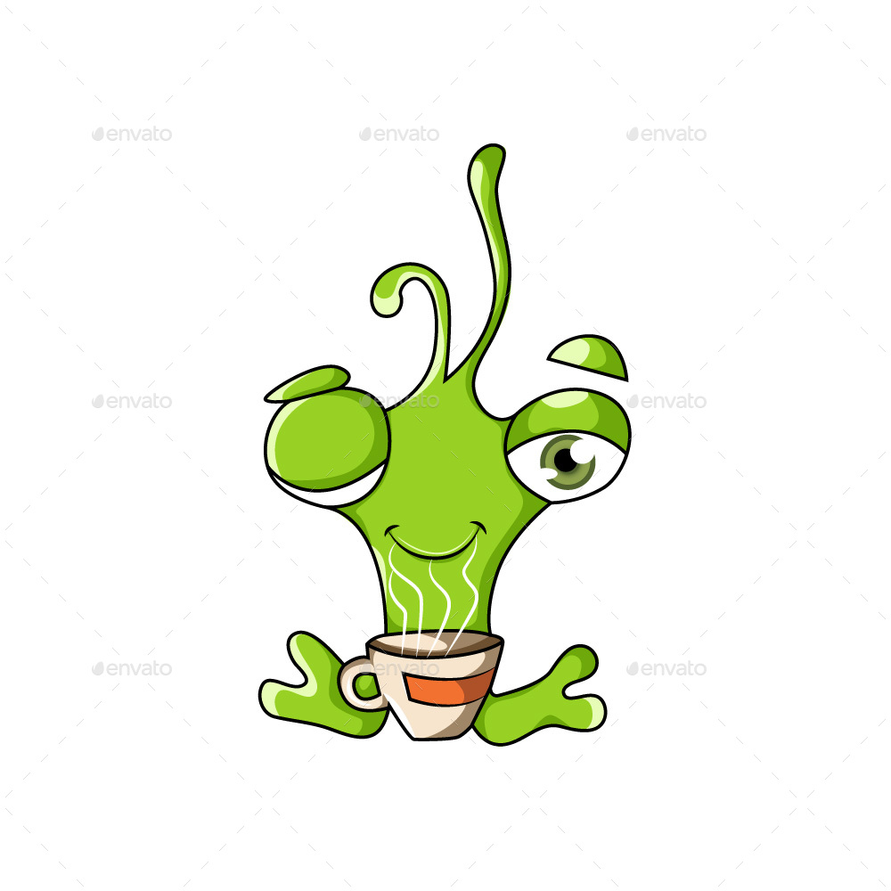 Cute Green Monster Emoji Set by shallunarula | GraphicRiver